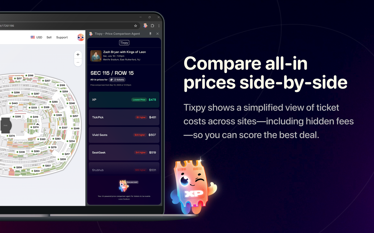 Tixpy: AI-powered Ticket Price Comparison – XP Help Center